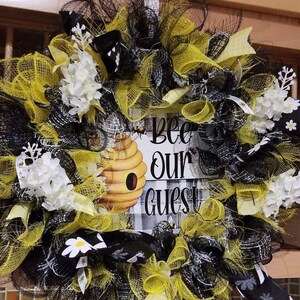 Bee Our Guest Sign Farmhouse Decor Wreath Sign Wreath - Etsy