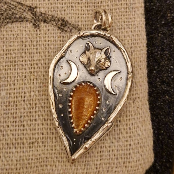 Sunstone Fox Pendants Sterling Silver With Sunstone. Hallmarked. Chain ...