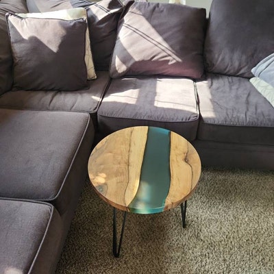 Pebble Decor Table River Table Epoxy Coffee Table Rustic - Etsy