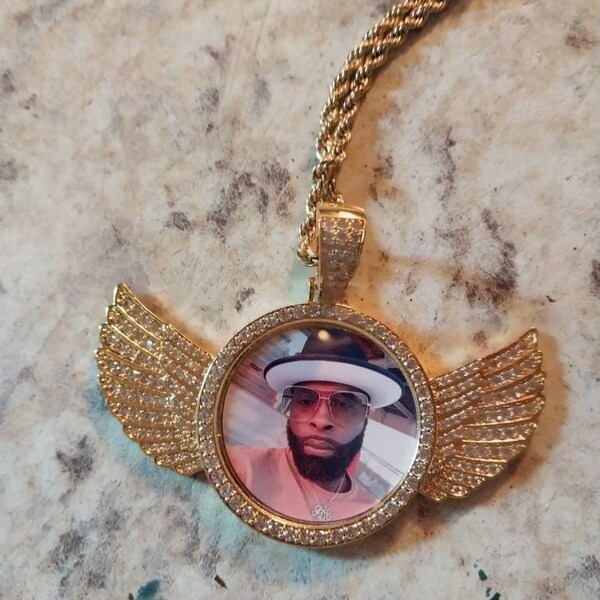 Custom Photo Necklace, Personalized Picture Necklace, Simulated Diamond ...