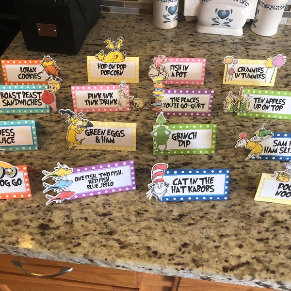 Dr. Seuss Inspired Food Labels- Set of 8 - Etsy