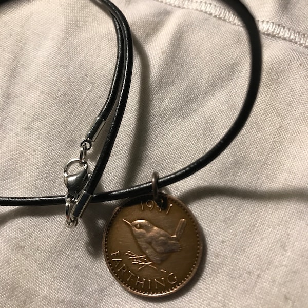 Farthing Bird Necklace, UK Farthing Bird Coin Charm Pendant, British ...