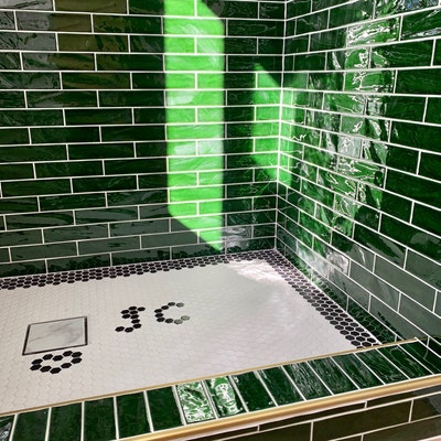 Handmade 2x8 Emerald Green Glossy Undulated Subway Tile Sample - Etsy