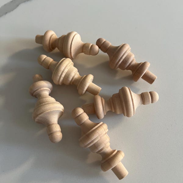 QTY 1- 8" Wood Finials, Bedpost Finial, Chair Finial, Jar Tops, Curtain ...