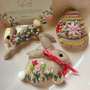Easter Bunny Felt Ornaments Set / Easter Felt Eggs / Easter Gift ...