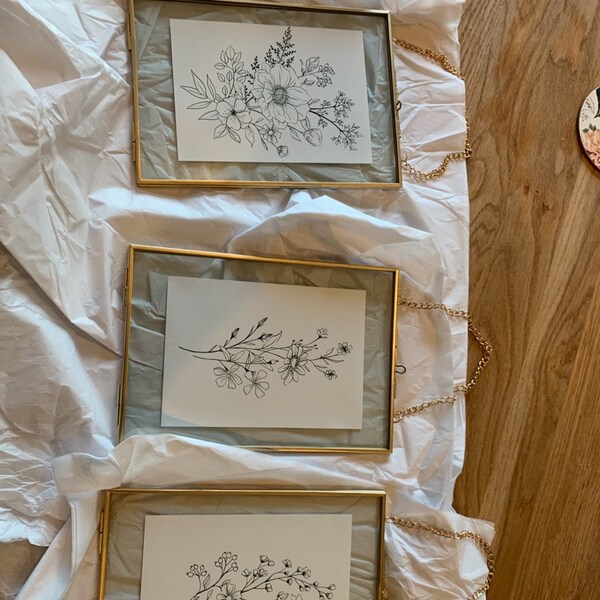 3 Piece Black White Flower Wall Art, DIGITAL DOWNLOAD, Wildflowers ...