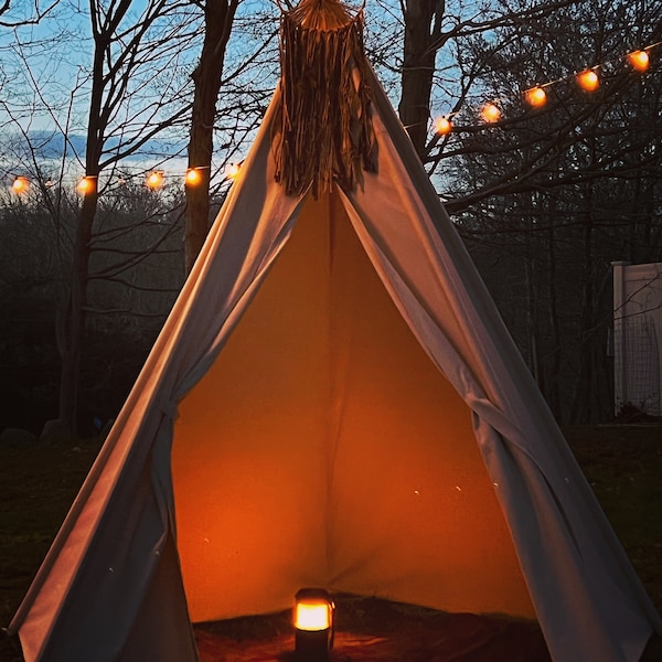 Saguaro Canvas Kids Teepee, Solid Wood Play Tent, Childrens Play House ...