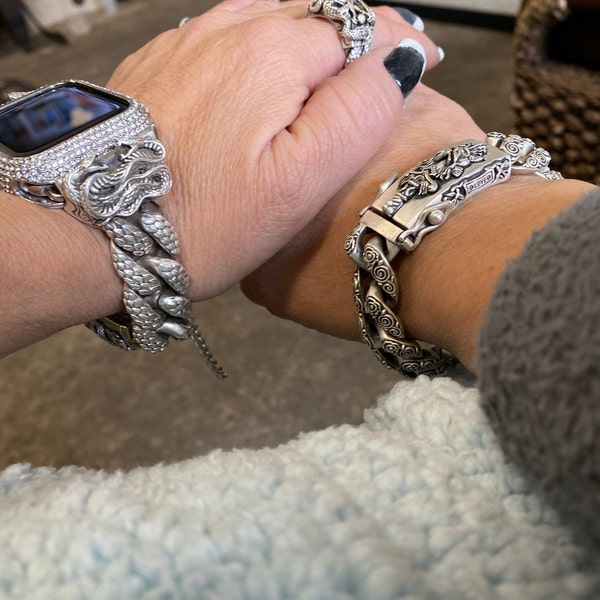 Galaxy Watch Floral Chain Strap No.2 - 20mm - Sterling Silver 925 ...