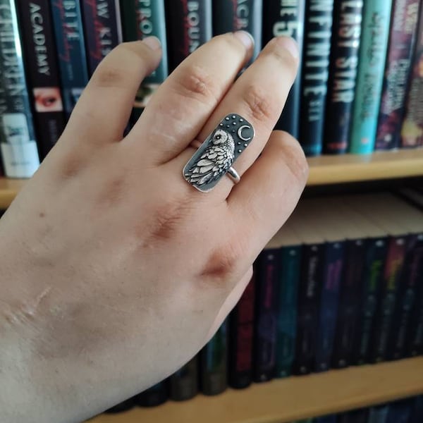 Owl Ring Sterling Silver Moon Owl Ring Barn Owl Ring Owl Jewelry Witch ...