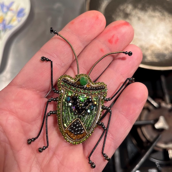 Scarab Beetle DIY Bead Embroidery Kit. Bead Brooch Kit. Insect Beading Kit. Jewelry Making Kit ...