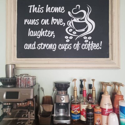 Kitchen Wall Decal Coffee Sign Coffee Wall Decal This Home Runs on Love ...