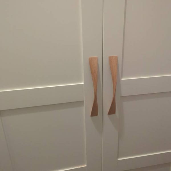 Twisted Oak Wood Drawer Handles, Minimalist Handle Modern Cabinet Pulls ...