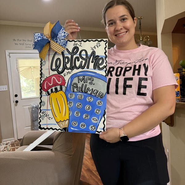 Math Teacher Wooden Door Hanger - Etsy