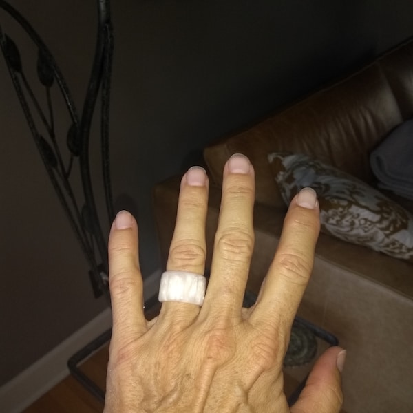 White Pearl Resin Ring - White Pearl Resin Unisex Wedding Band - Gift ...