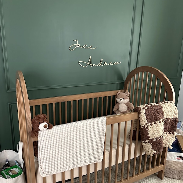 Wood Script Nursery Baby Room Name Laser Cut Sign Cursive First and ...