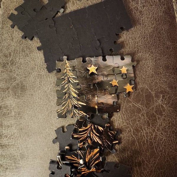 Mountain and Trees Puzzle Wood Panel Effect Puzzle Carved Wood Style ...