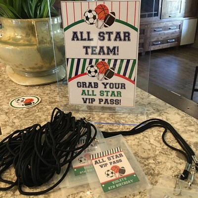 Sports Party VIP Passes All Stars Party Printable VIP Pass, Sports ...
