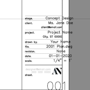 Contemporary Interior Design Title Block Templates - A2 / A3 / A4 + 8 ...