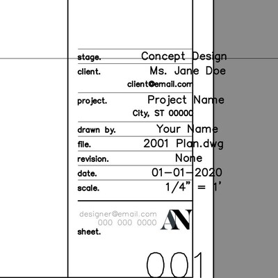 Contemporary Interior Design Title Block Templates A2 / A3 / A4 8.5x11 ...