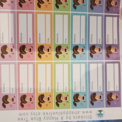 Happy Runner Girl Colorful Label Tracker Reminder Planner Stickers Erin ...
