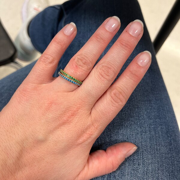 Eternity Birthstone Stacking Band Ring, Family Personalized Birthstone ...