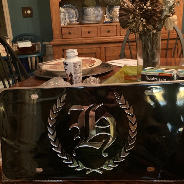 Custom Vanity Plate,car Tag, Monogrammed, Initial, Wreath, Personalized ...