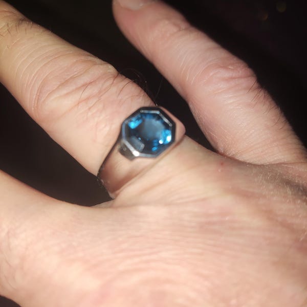 Blue Topaz Men's Ring, Solitaire Ring, Natural Swiss Blue Topaz Ring ...