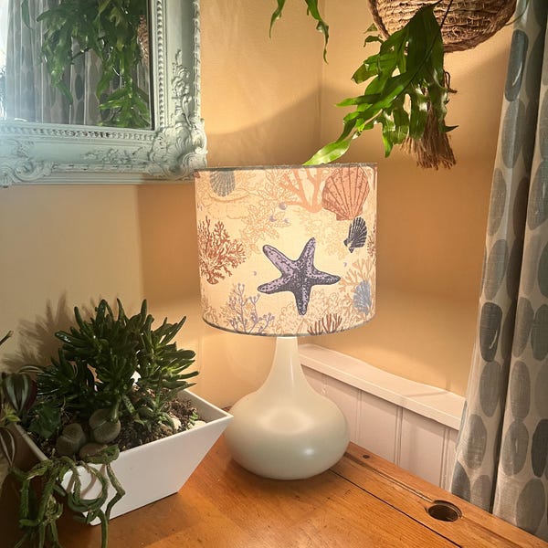 Ocean Lampshade, Coastal Lamp Shade, Beige Light Shade, Seaside Under ...