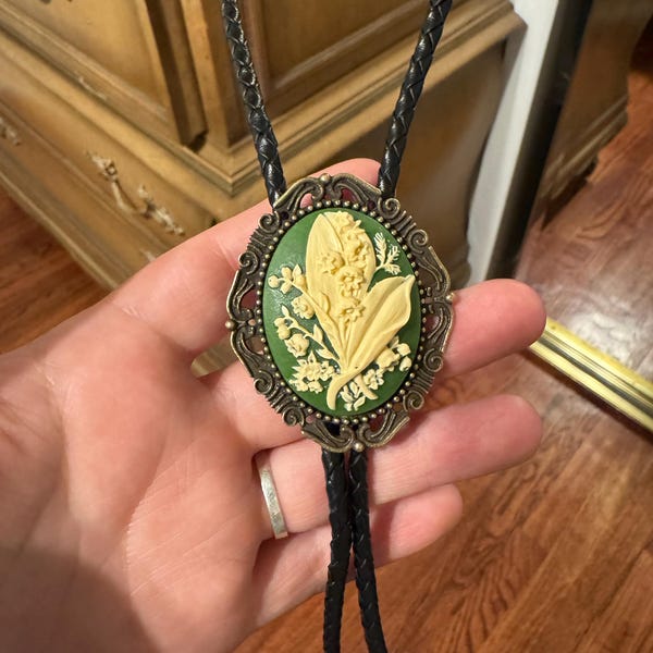 Lily of the Valley Bolo Tie, Cowboy Tie Western String Tie, Cowboy ...