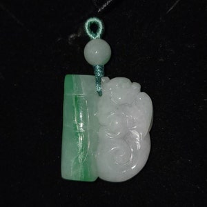 Peacock With Flower Jadeite Jade Panda for Necklace, Untreated, Burmese ...