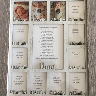 Baby First Year Personalized Frame Holds Twelve 2.5 X 3.5 Newborn ...