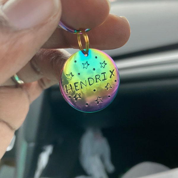 The Galaxy: Rainbow Steel Pet ID Tag | Dog Tag | Cat Tag | Bridle Tag ...