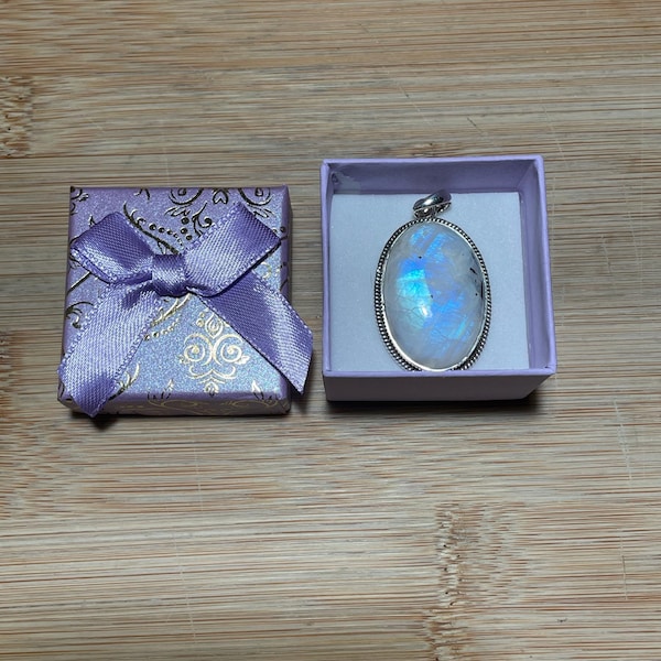 Natural Large Pear Shape Purple Labradorite Stone Pendant, 925 Sterling ...