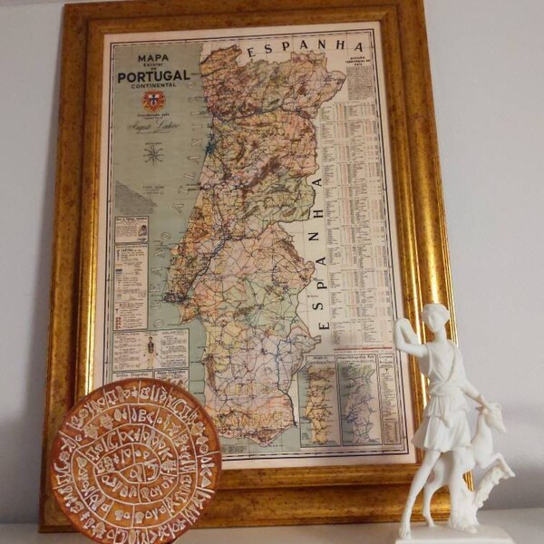 Old Map of Portugal Mapa De Portugal, Portuguese Map | Vintage Map Wall ...