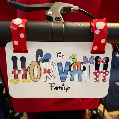 Personalized Family Name Stroller Tag, Amusement Theme Park Sign for ...