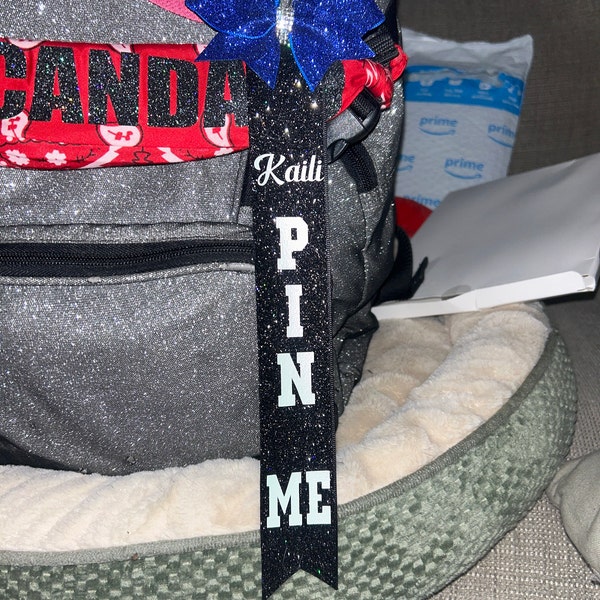 Pin Me Cheer Competition Tag Ribbons, Customizable Glitter Colors + Add ...