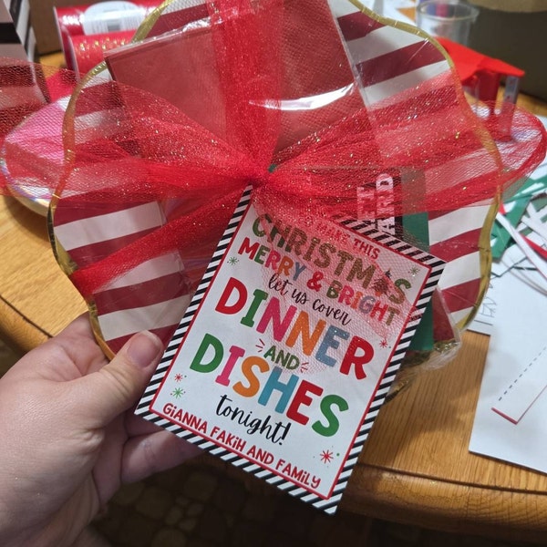 Printable Christmas Dinner Dishes Gift Tag: Teacher, Friend, Coworker ...