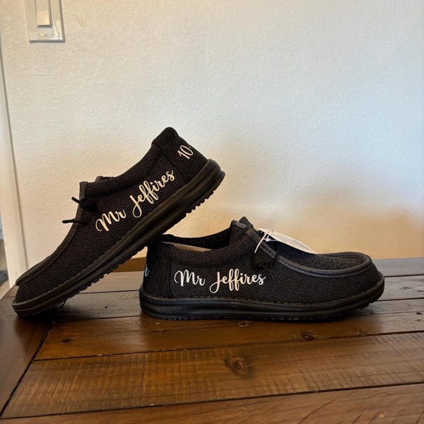 Men's / Wedding Custom Dude Shoes (black Sox) - Perfect Gift for Him ...