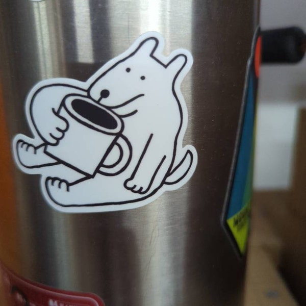 Coffee Dog Vinyl Sticker - Etsy