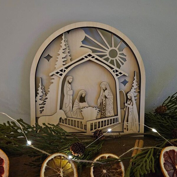Nativity Christmas Scene | 4 Layers With Engraving Detail | SVG PDF ...