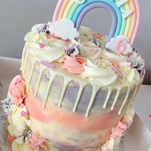 Edible Rainbow Cake Topper Decoration Plus 24 Stars Sugar | Etsy