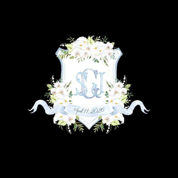 Custom Wedding Monogram | Watercolor Crest Sweetheart Tablecloth ...