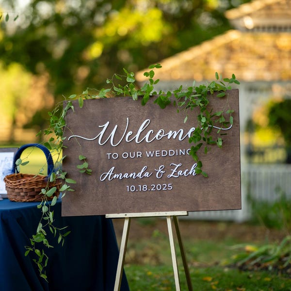 3D Wedding Welcome Sign, 3D Wedding Signage, Custom Wood Wedding Sign ...