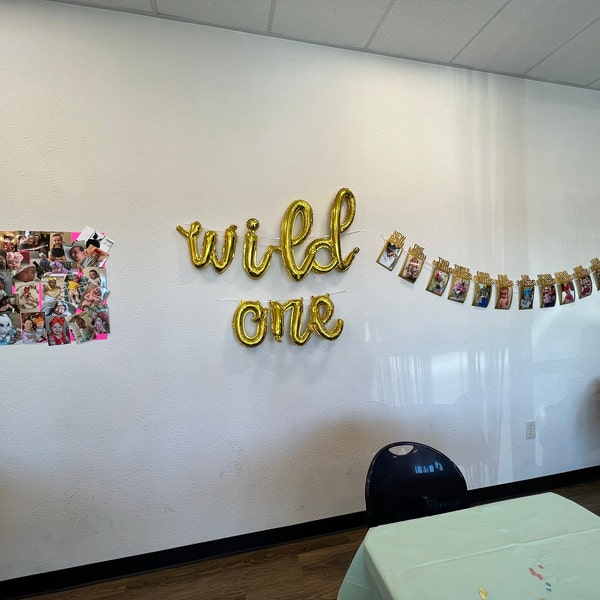 Wild One Gold Script Letter Balloons | Cursive, First Birthday Silver ...