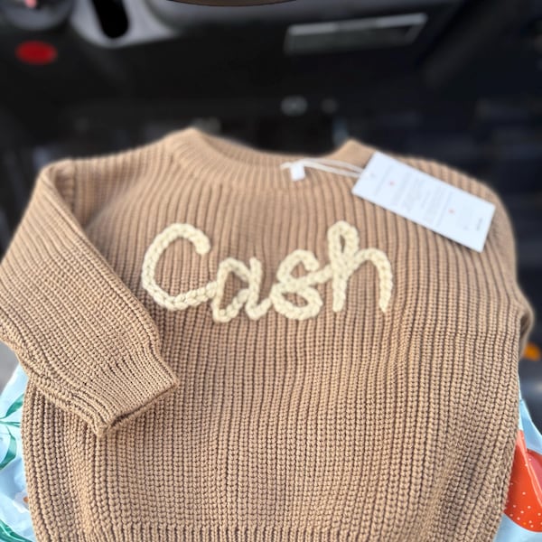 Personalized Hand-embroidered Baby Boy Sweater | Custom Name Newborn ...