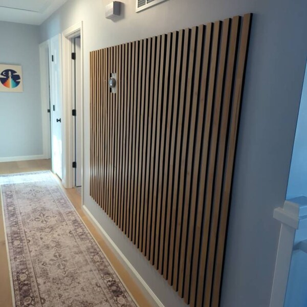 Acoustic Slat Wood (HDF) Wall Stripes Panel «LAMELA-3» | Strip Width 1. ...