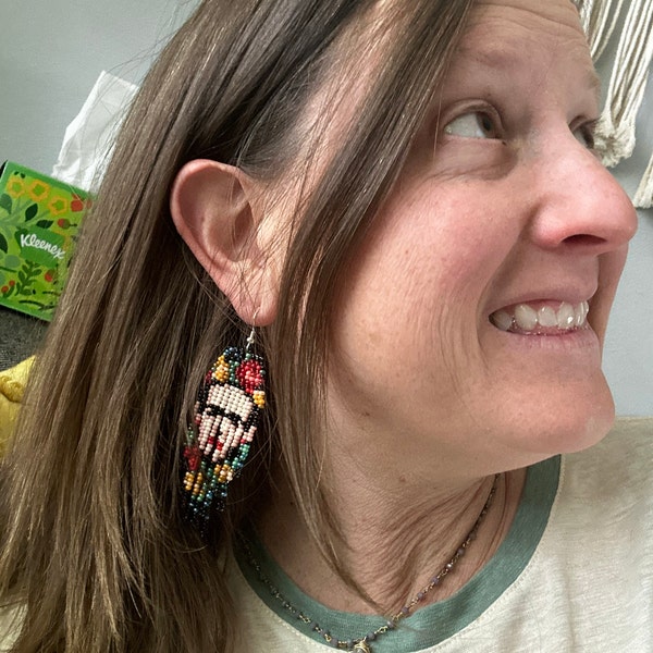 Mountain Landscape Beaded Earrings Fireweed Flowers Beadwork Earrings ...