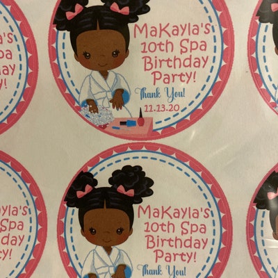 Spa Birthday Party Stickers or Favor Tags Spa Birthday - Etsy
