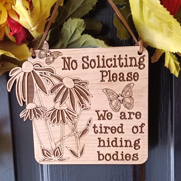 No Soliciting Sign - Mini Doorbell Sign - Funny Outdoor Sign - Engraved ...