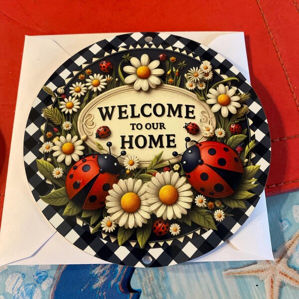 Ladybug Sign, Ladybird Sign, Welcome Wreath Sign, Everyday Door Décor ...